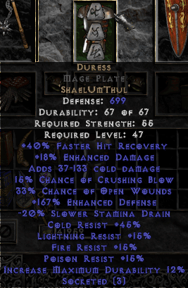 Duress: Armor Rune Word - Diablo 2
