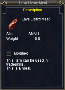 Lava Lizard Meat Tradeskill Recipes for 300 - 350